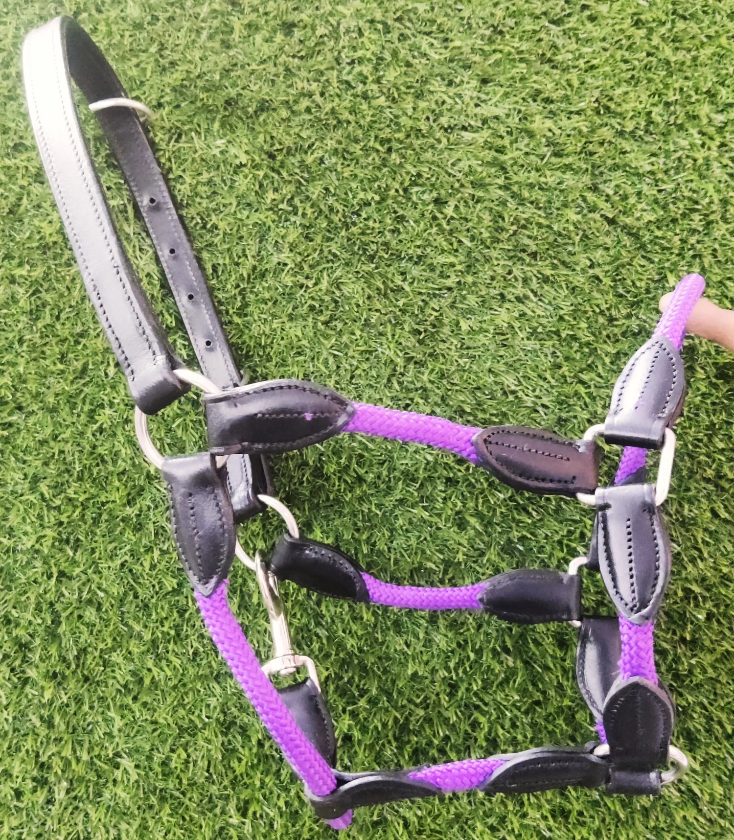 Leather Horse Halter Rope Halter With Leather Hybrid Halter Rope Colorful Rope - Buy Leather ...
