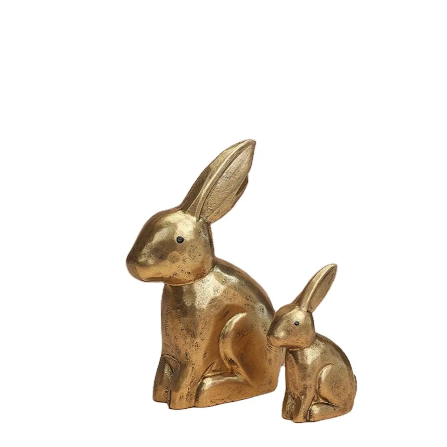 Aluminium Bunnies Rabbit Object Small Large Gold Rabbit Sculpture Set ...