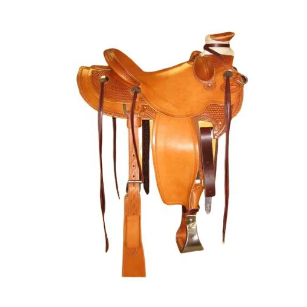 Tan Color Hand Made Horse Western Saddle with Tooled Design Leather ...