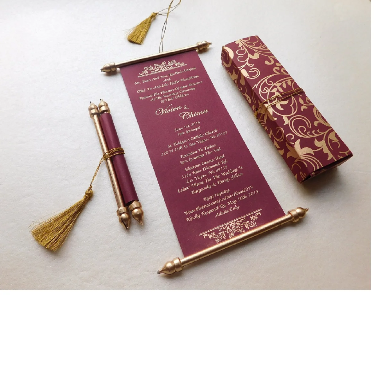 Custom Printed Scroll Wedding Invitations Paper Wedding Card Angel ...