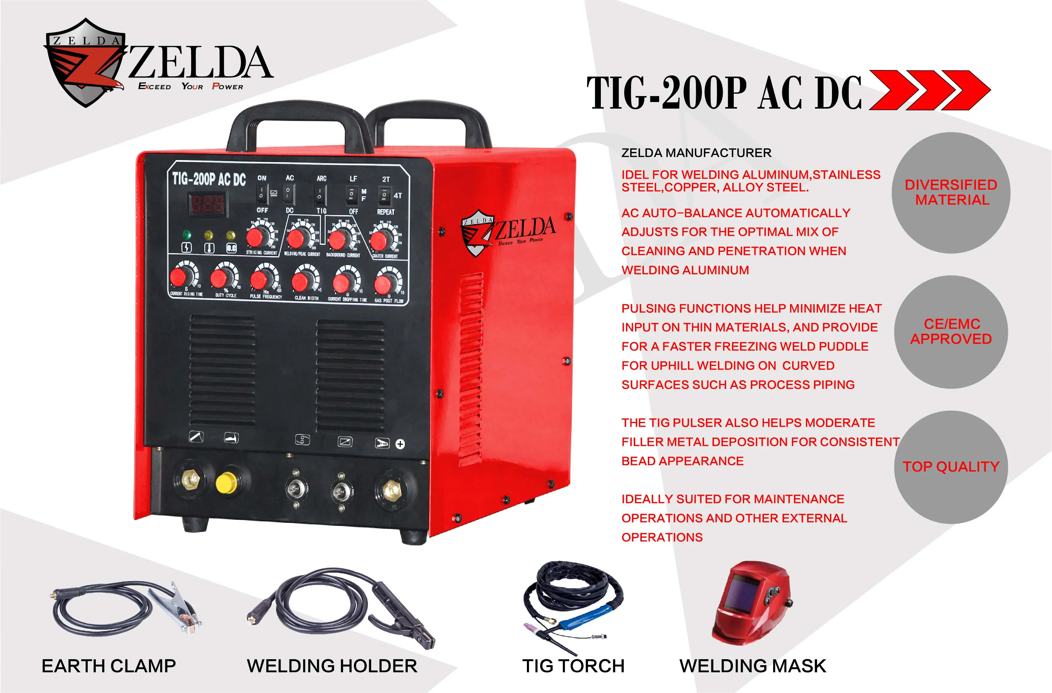 Electrical Inverter Aluminium Tig 200p Ac Dc Tig Welding For Rutile - Buy Ac Dc Tig Welding ...