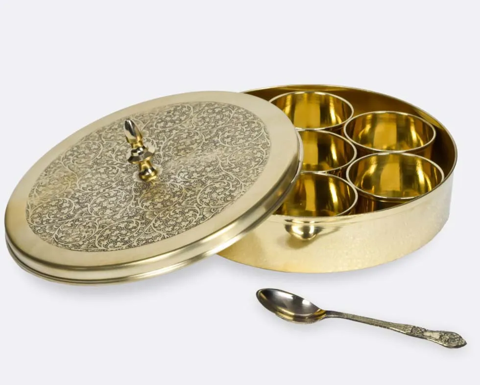 Spice Box Steel/brass Masala Box/spice Box Container Olden Brass ...