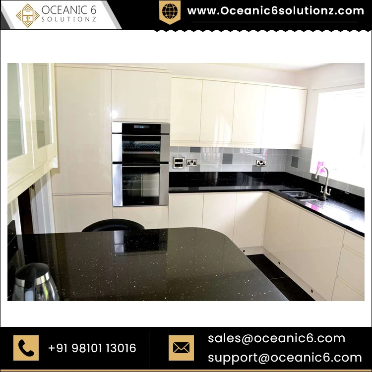 Most Demanding Black Sparkle Engineered Quartz Slabs Countertops 20mm ...