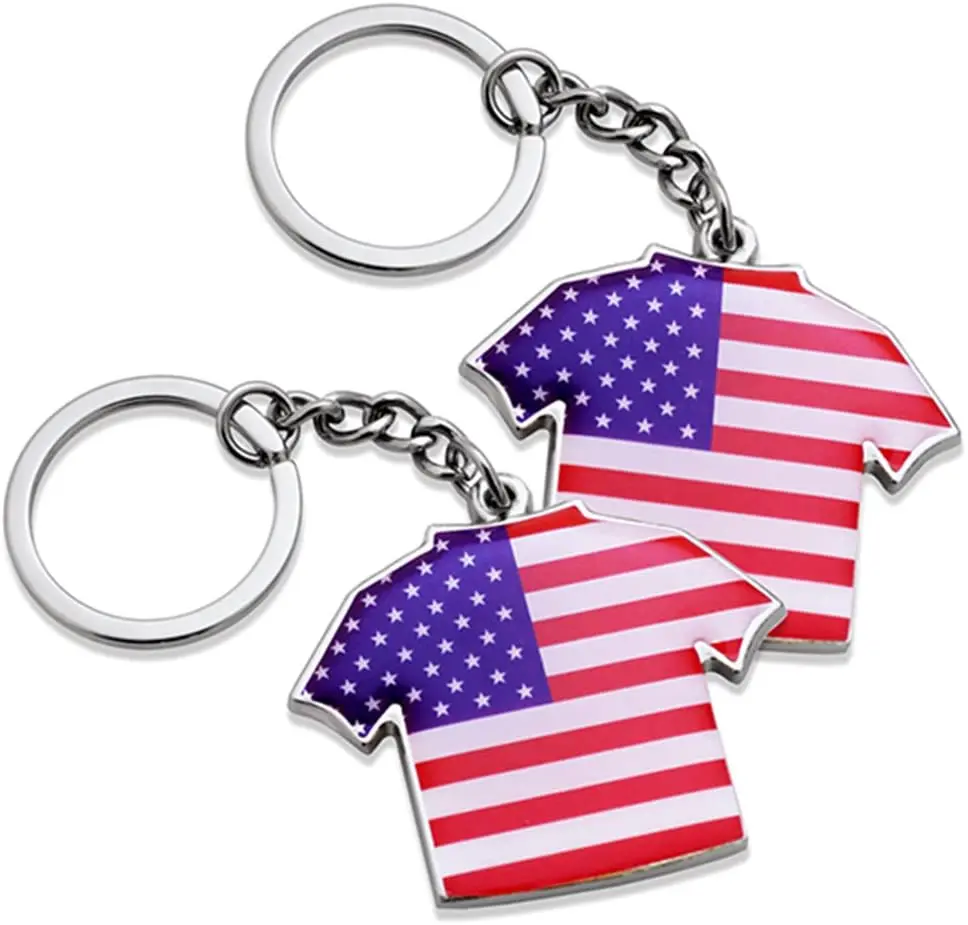Custom Flag Key Chains - Durable Stainless Steel Rings