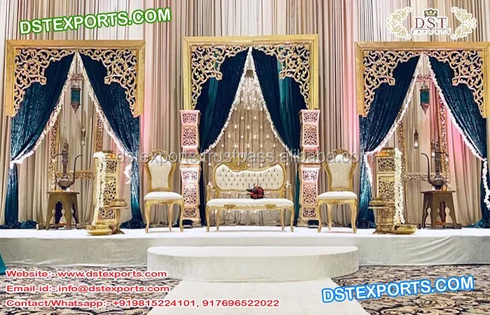 Royal Crown Wedding Stage Decoration Simple Wedding Reception Stage ...