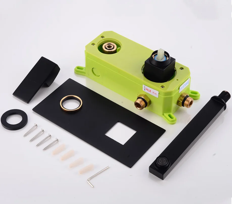 Matte Black Concealed Brass Faucet Conceal Installation Mount Basin Tap ...