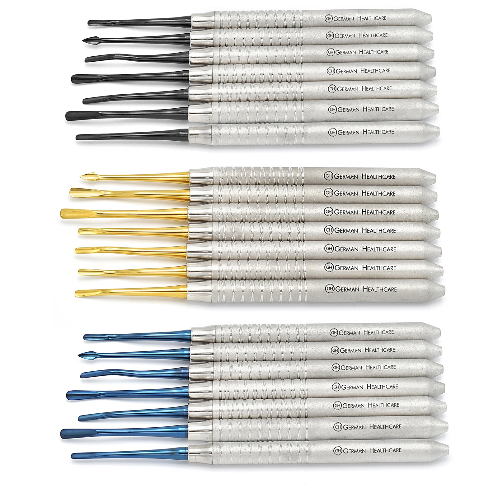 Luxating Pdl Elevators Set Of 7 Pcs Dental Titanium Coated Tips Black/gold/blue Dental Surgical ...