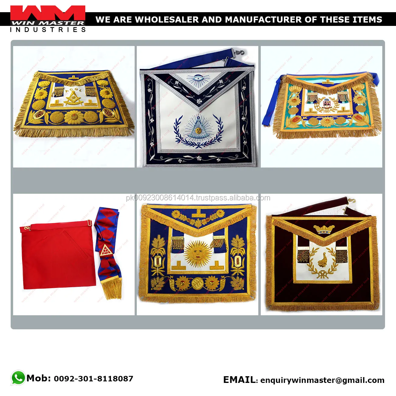 French Rite Masonic Regalia Mark Master Mason Apron - Buy French Rite ...