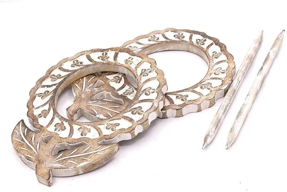 Set Of 2 Flower Style Curtain Holder- Wooden Curtain Tie Backs Drapery ...