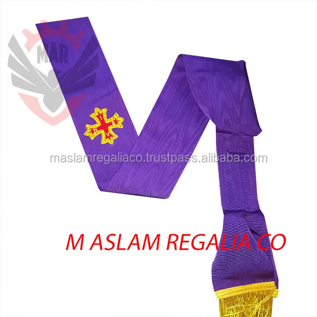 Freemasons Regalia - Purple Silk Cap with RSM Embroidery