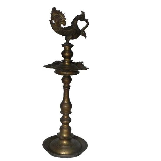 Traditional Handcrafted Antique Brass Mayur Standing Oil Lamp Diya ...