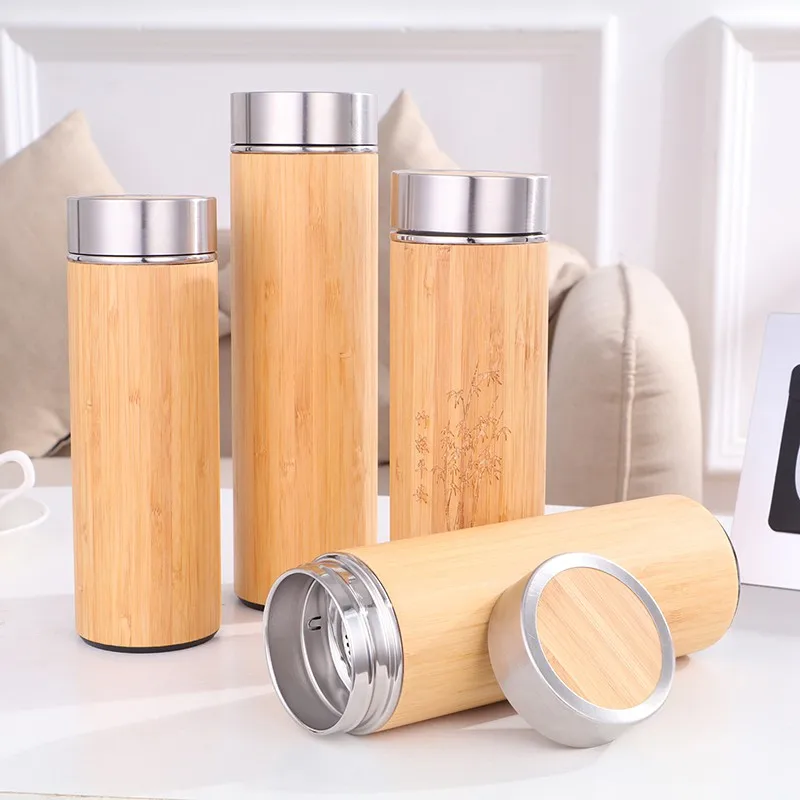 Eco-friendly Bamboo Thermos with Tea Filter & Custom Logo