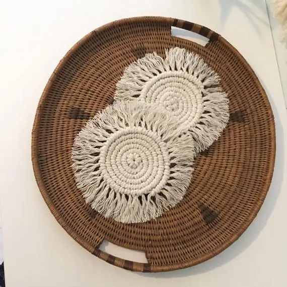 Macrame Table Coasters Handmade Boho Decor Cotton Placemats Coaster ...