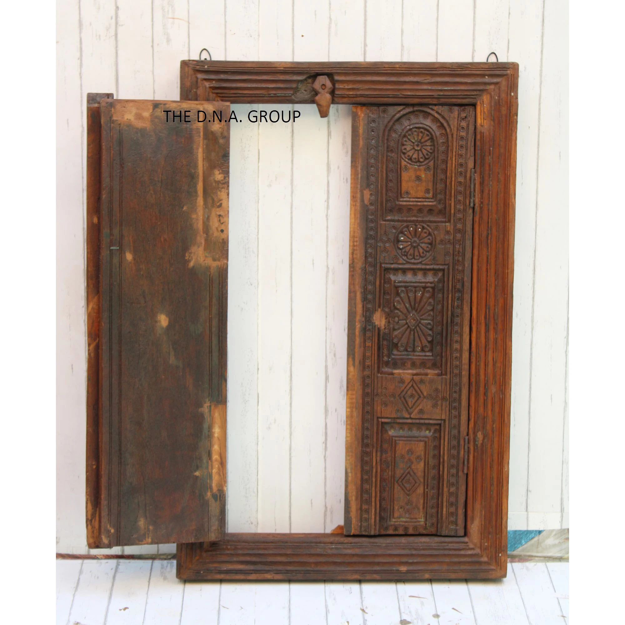 Old Antique Wooden Window Indian Carving Jharokha Wall Decor
