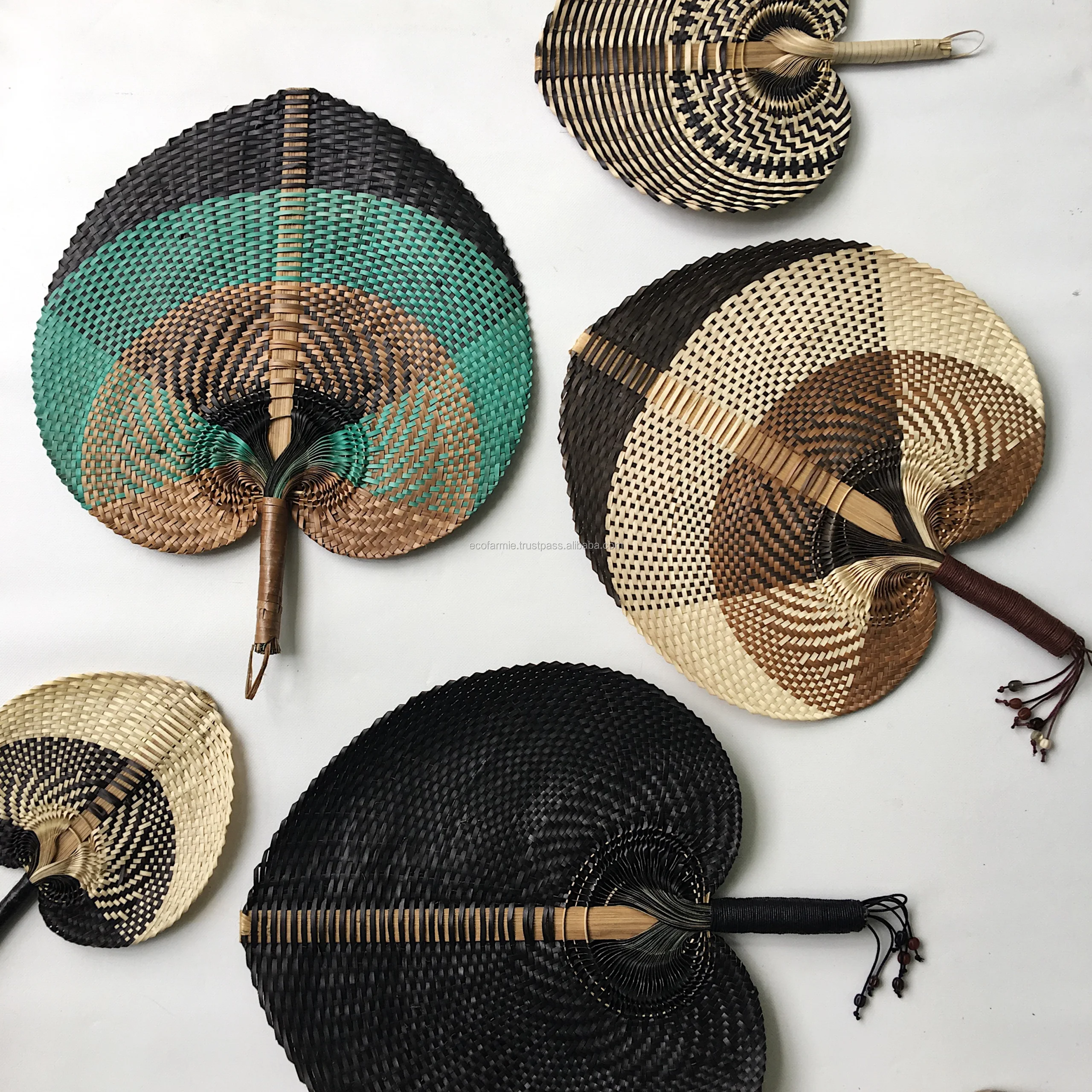 Colorful Braided Palm Leaf Fans Hand Crafted Bamboo Fan - Buy Palm Leaf ...