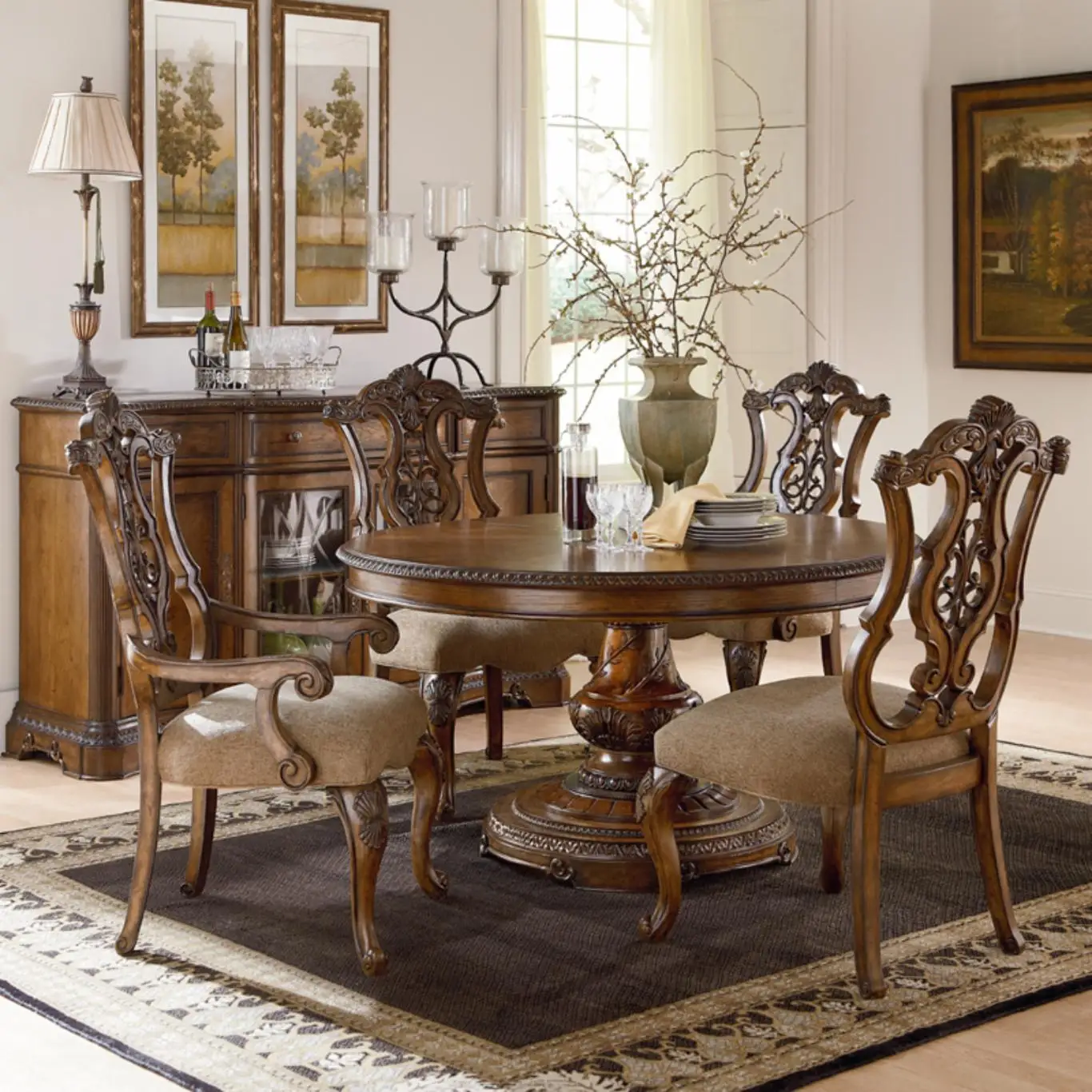 European Style Dining Chairs & Tables in Mahogany Wood