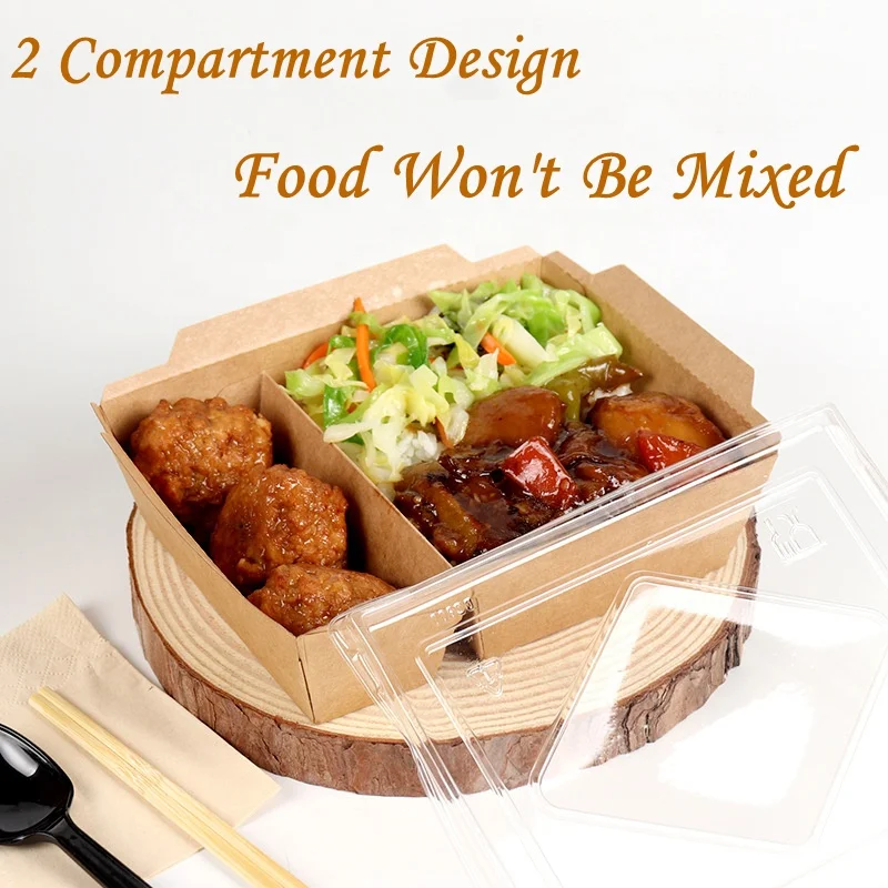 Microwavable Safe Food Packaging Takeout Container Paper Tray with Lid ...