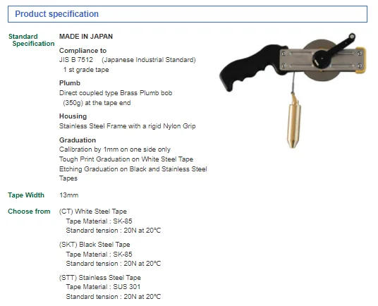 NIHON DOKI Dipping Tape Measure - Durable Stainless Steel