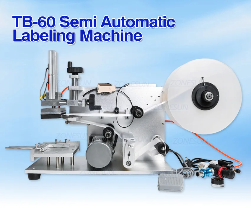 ZONESUN ZS-TB60 Semi-Automatic Pneumatic Flat Labeling Machine