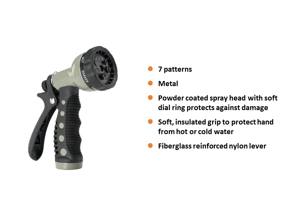 Rear Trigger 7 Patterns Garden Water Gun Metal Hose Nozzle Garden ...