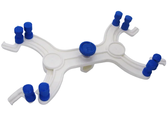 White Plastic Burette Clamp - Hold Two Burettes Securely