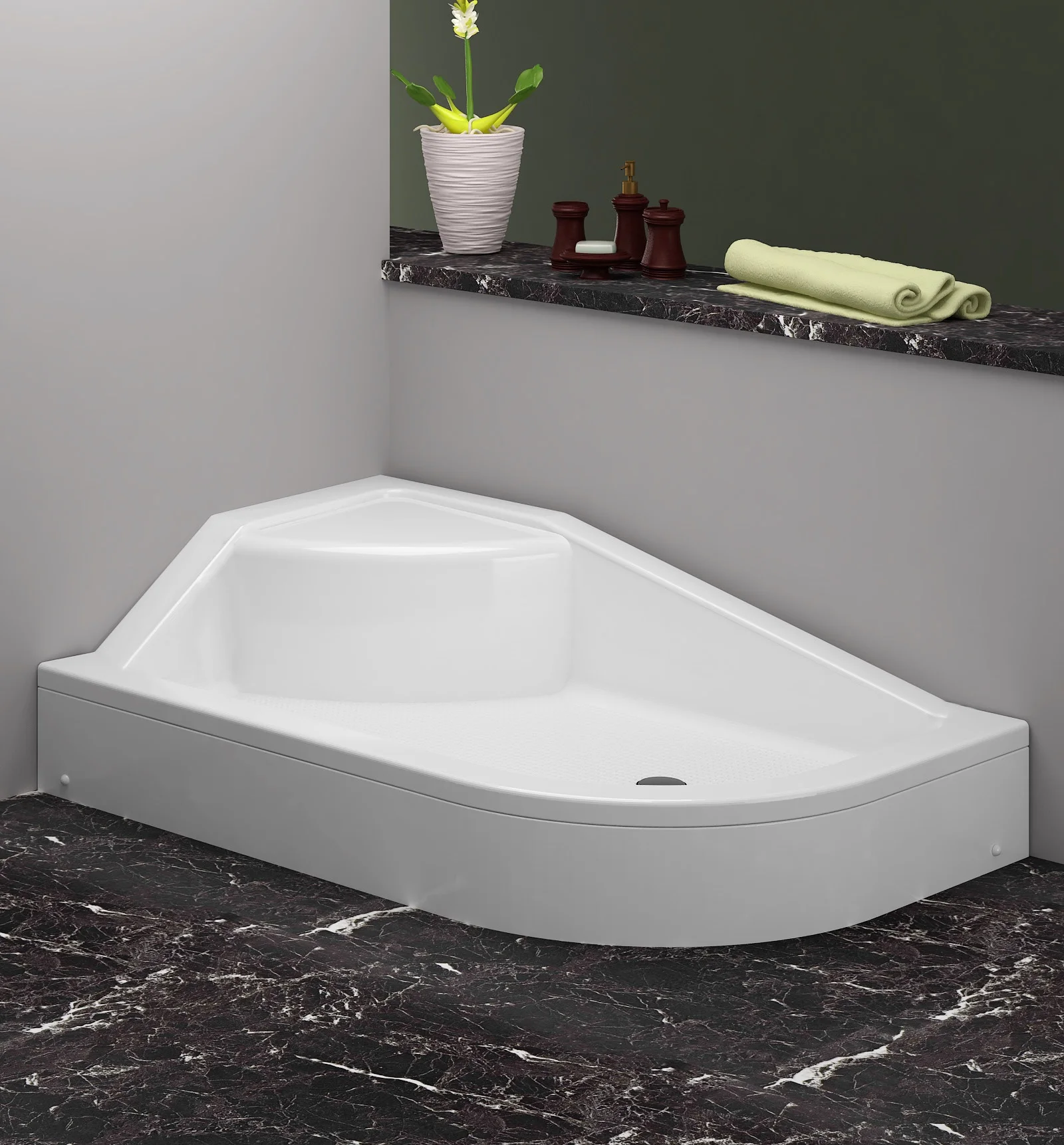 Asymmetric Shower Tray Asymmetric Acrylic Deep Monoblock Slim Flat Bath ...