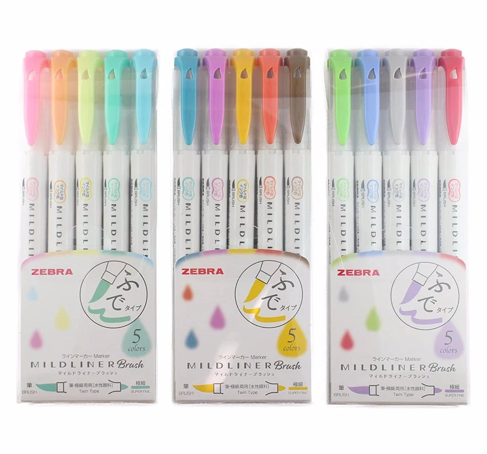 "2020 New Color Arrival" Zebra Highlighter Mildliner Brush Wft8 5 Colors Set Made In Japan - Buy ...