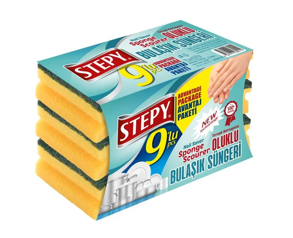 Stepy Grooved Scrubber Sponge 9 Pcs In Carton Pack High Quality Made In ...