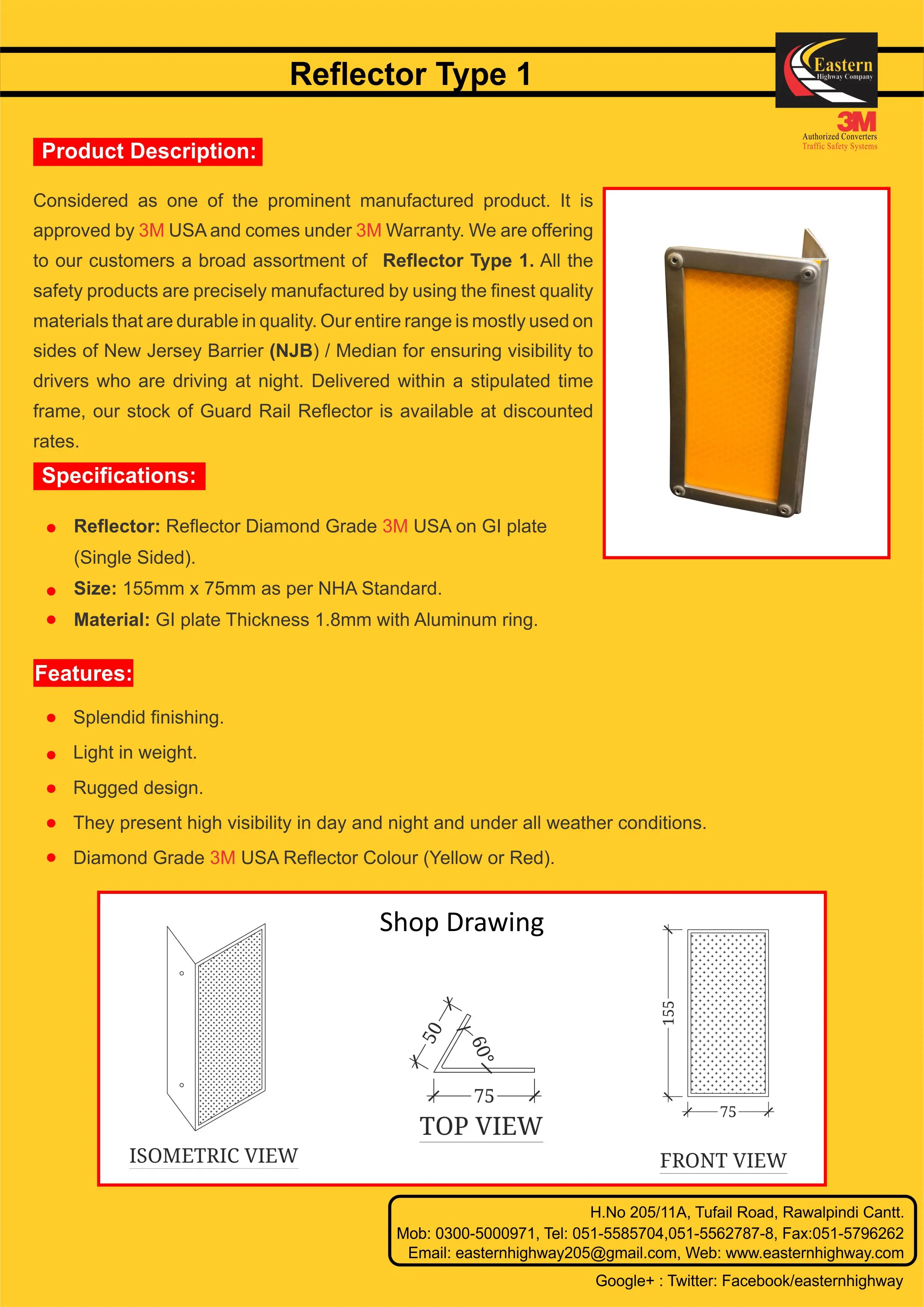 Road Safety Barrier Reflector - Buy Wall Reflector,Angle Reflector,Njb ...
