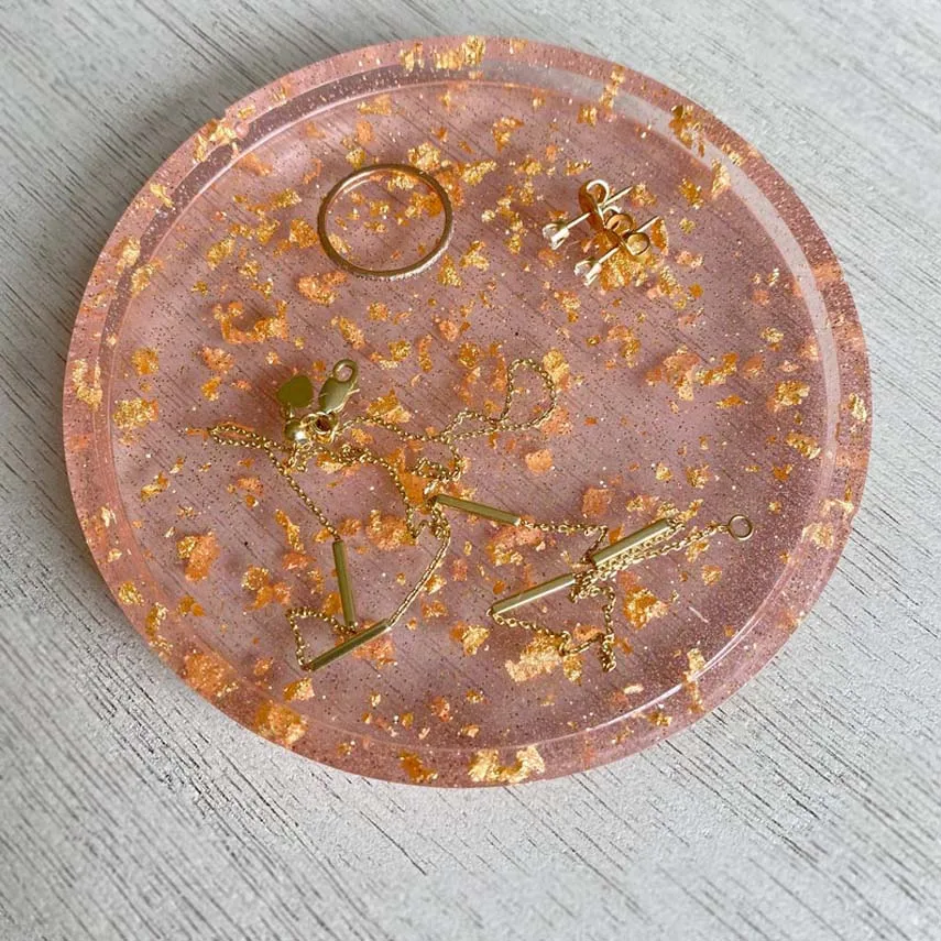 Vanity Tray Clear Acrylic Resin Round 5x5 Inch Customized Jewelry ...