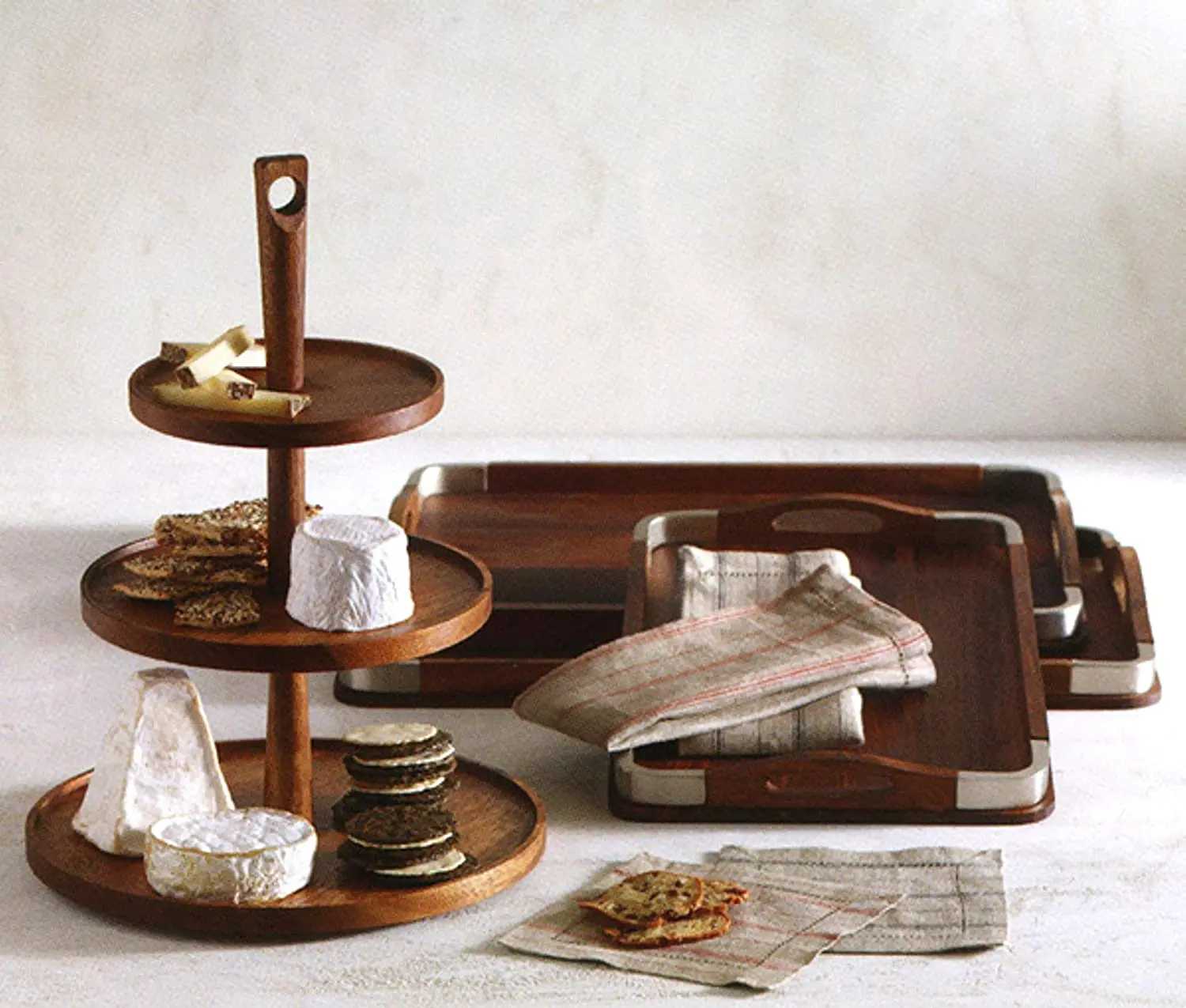 Handicraft Vintage Style Acacia Wood Solid Three Tiered Dessert 3 Tier ...