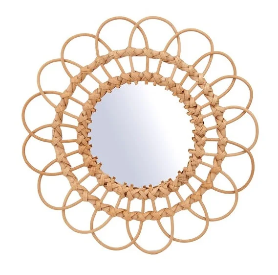 Gorgeous Handmade Wicker Cane Willow Rattan Mirror Makeup Mirror And ...