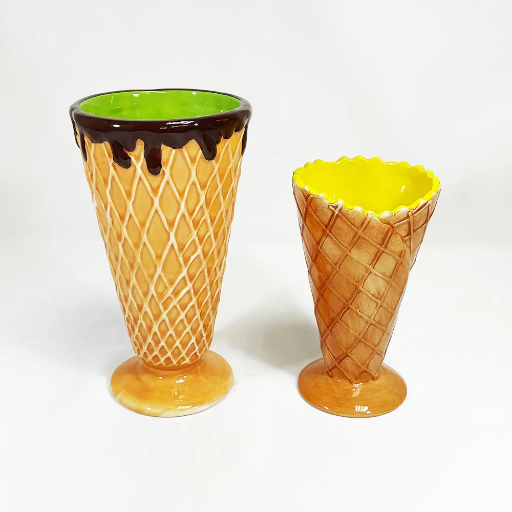 13oz Ceramic Ice Cream Cone Shape Cup - Perfect for Scoops
