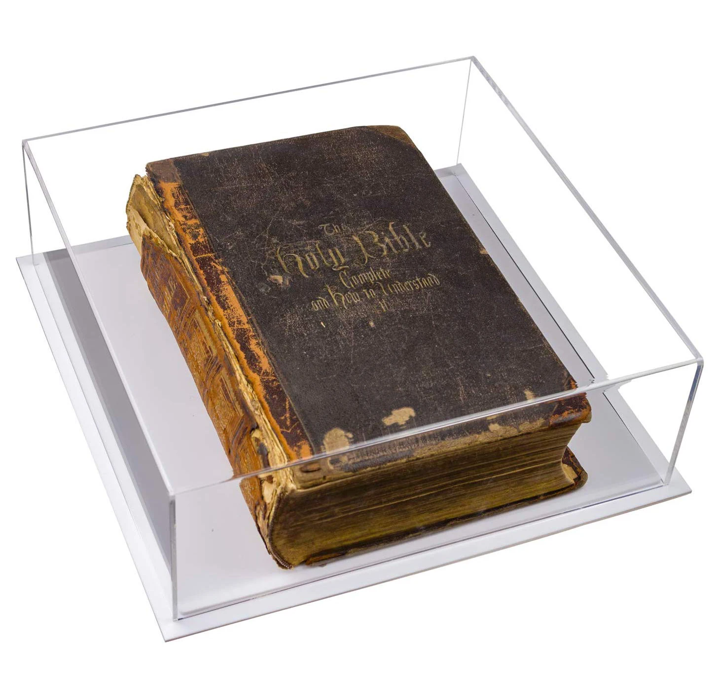 Clear Acrylic Book Display Case with White Base - Eco-friendly