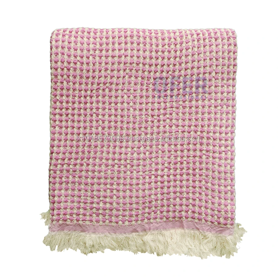 Waffle Turkish Throw Blanket - 100% Cotton Luxury Touch