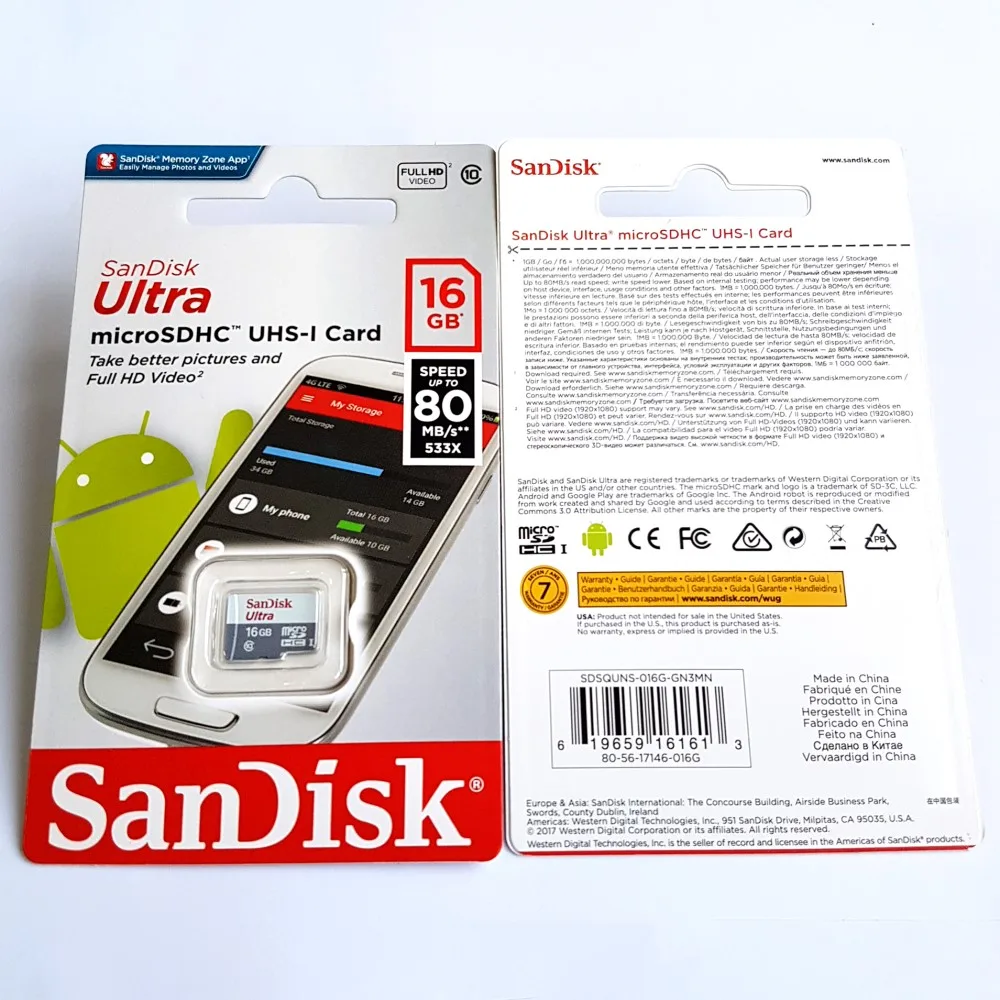 SDSQUNS-016G-GN3MN SanDisk Ultra C10 80M/s 16G| Alibaba.com