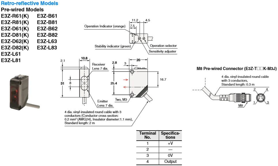 Omron E3Z-R81 Infrared Sensor - Reliable Photoelectric Detection