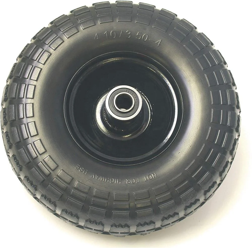 10"x4.10/3.50-4 Pu Foam Filled Steel Wheel Flat Free Wheelbarrow Tire ...