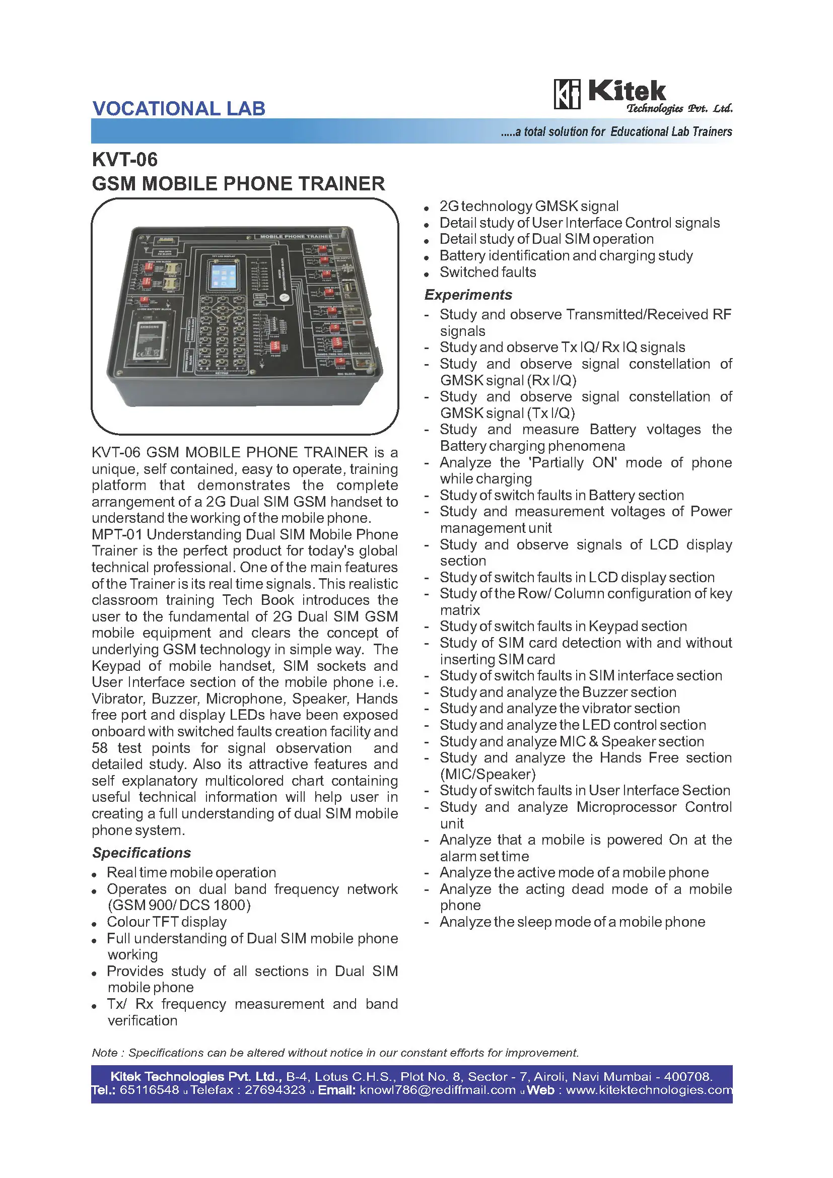 GSM Mobile Phone Trainer Kit - Hands-on Learning Experience