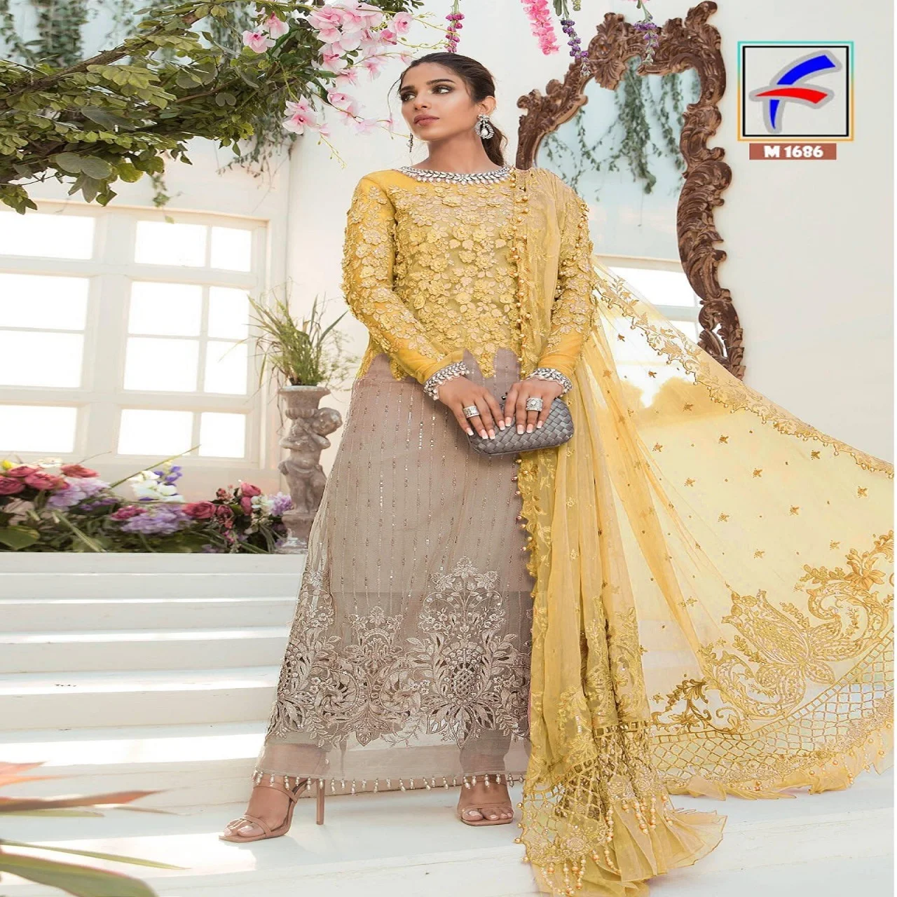 Designer Net With Sequence Embroidery Suit - Buy Embroidered Punjabi ...