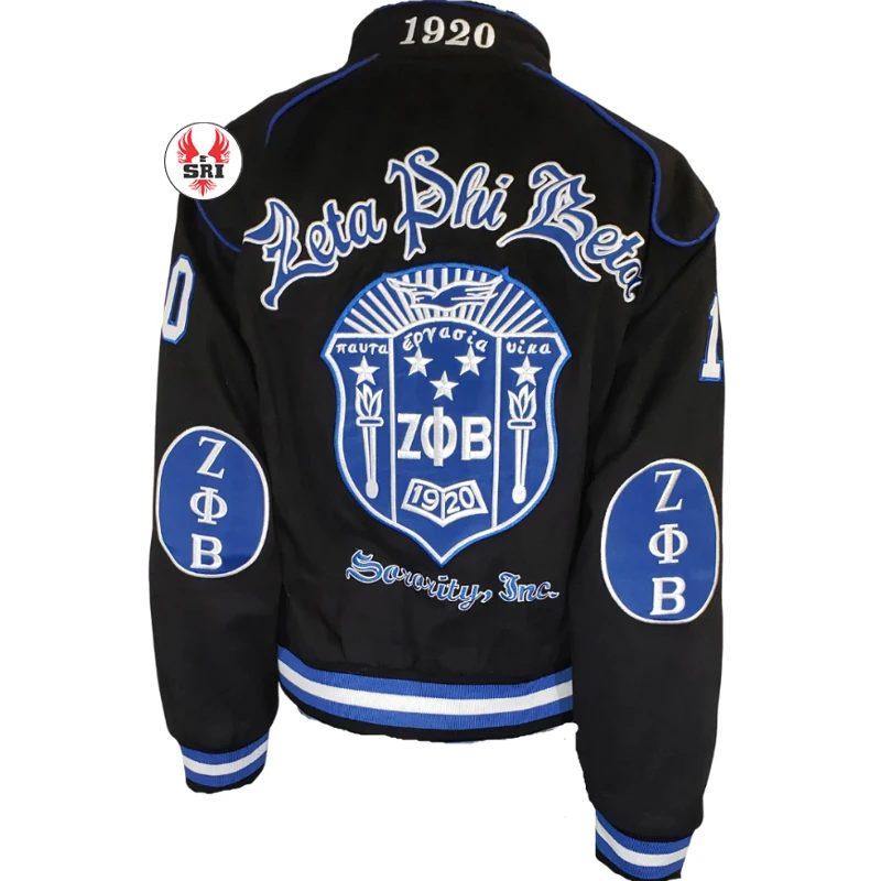 Zeta Phi Beta Sorority Embroidery Women Cotton Racing Twill Jacket ZPB ...