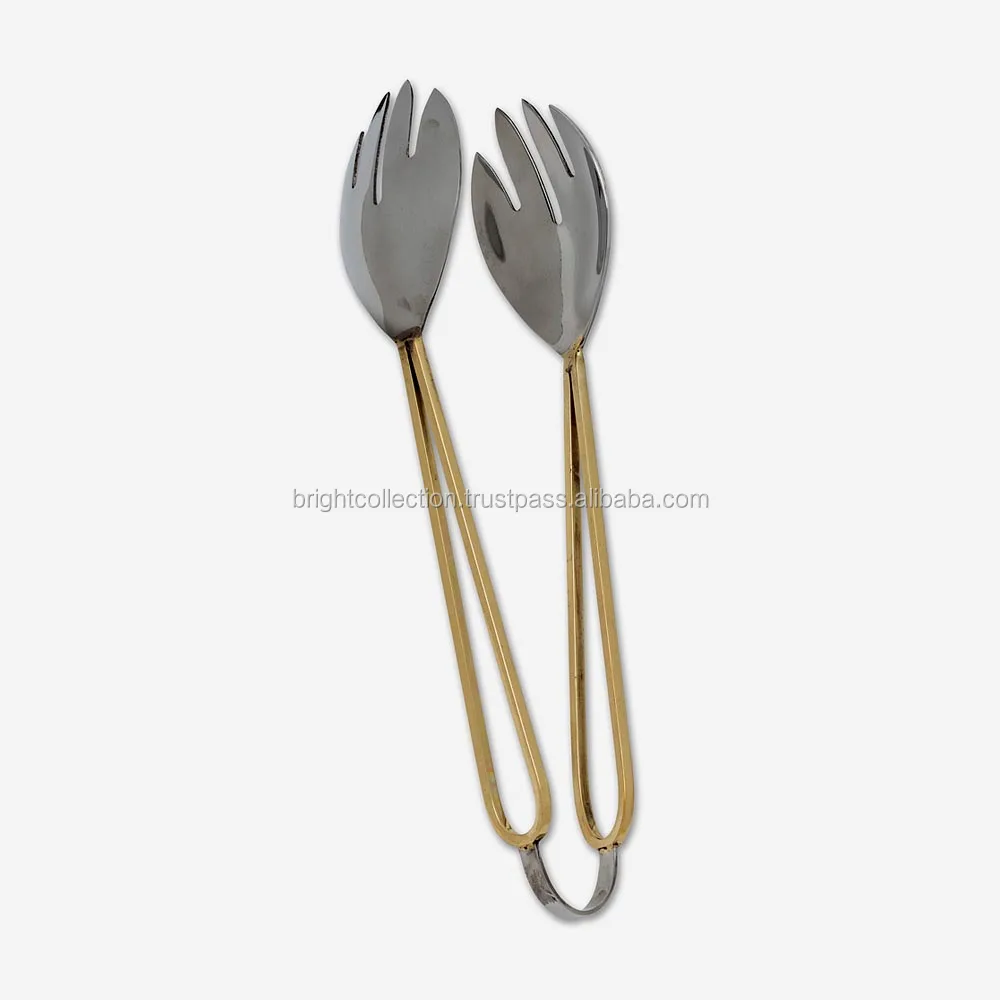 Brass Loop Handle Multi Purpose Tong Metal Salad Tongs Stainless Steel ...