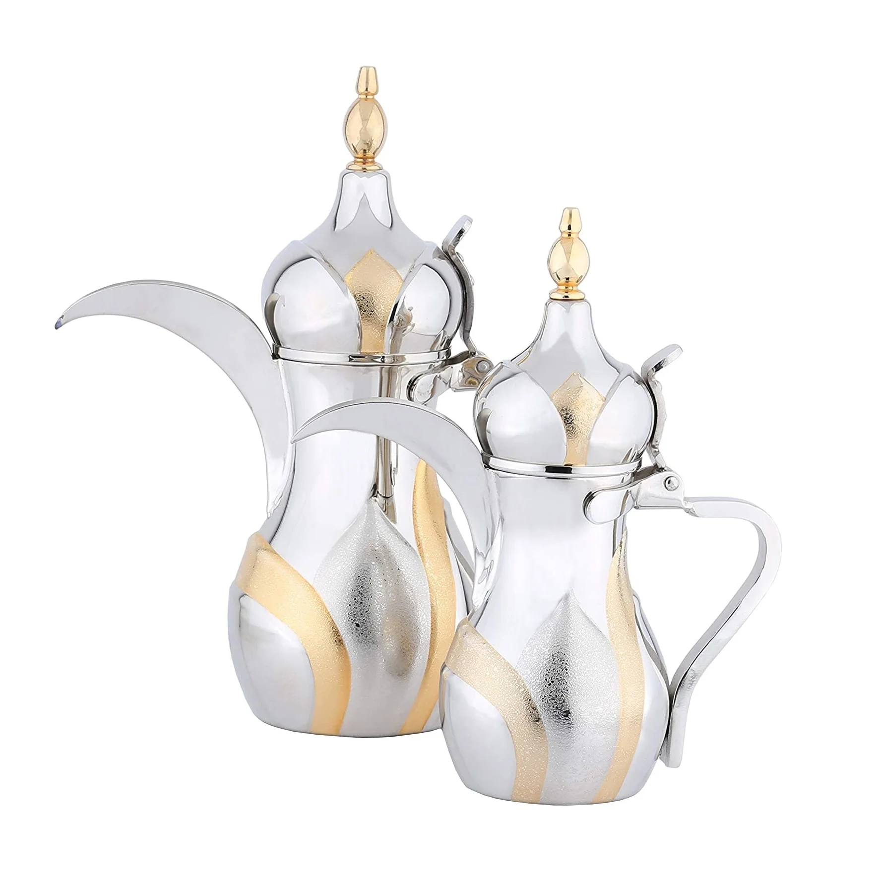 Set of Two Metal Dallah Teapots - Stylish & Sustainable