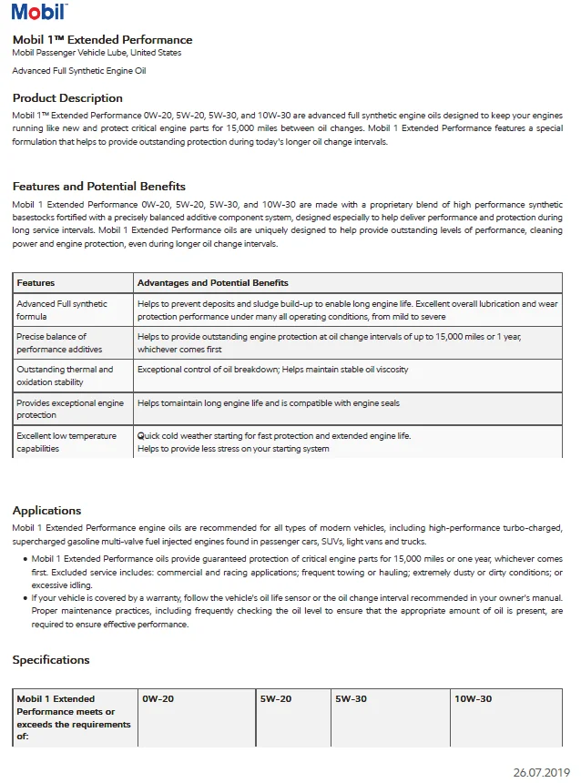 Mobil 1 EP 10W-30 - Superior Full Synthetic Motor Oil