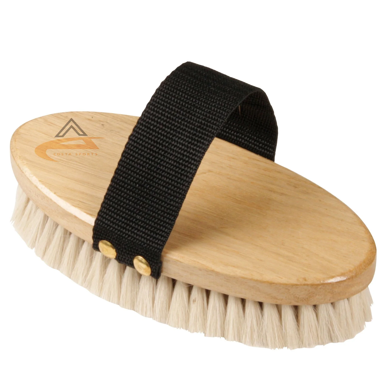 CST 363 Wooden Leather and Nylon Back Strap Horse Soft Brush