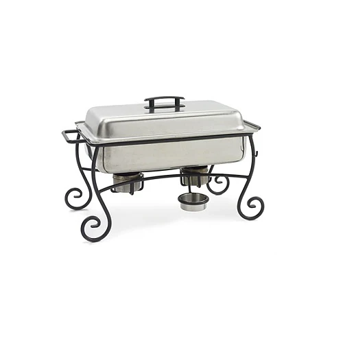 Royal Look Silver Buffet Serving Chafing Dish With Black Stand ...