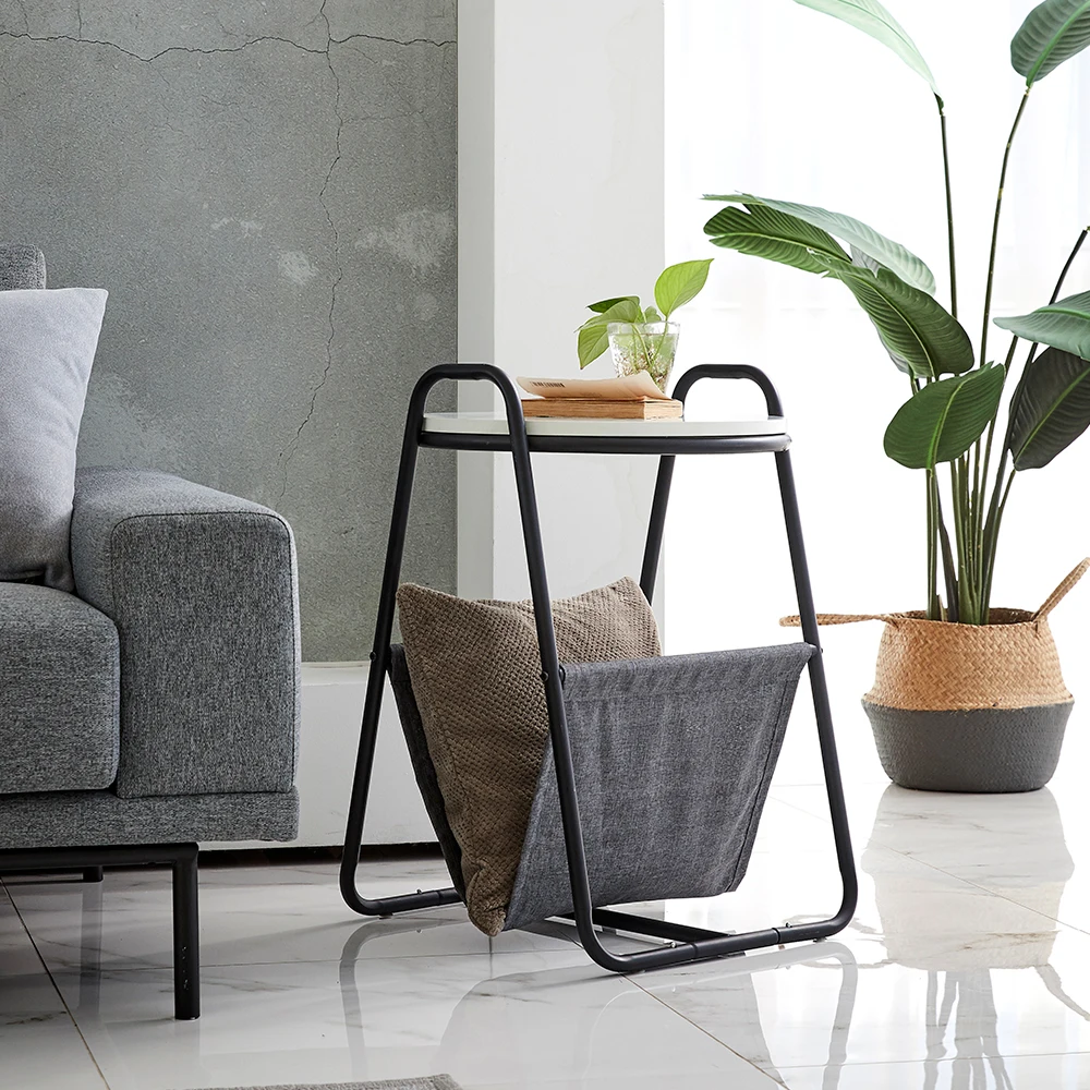 Portable Coffee Table with Movable Small Side Table Rack Wooden Top ...