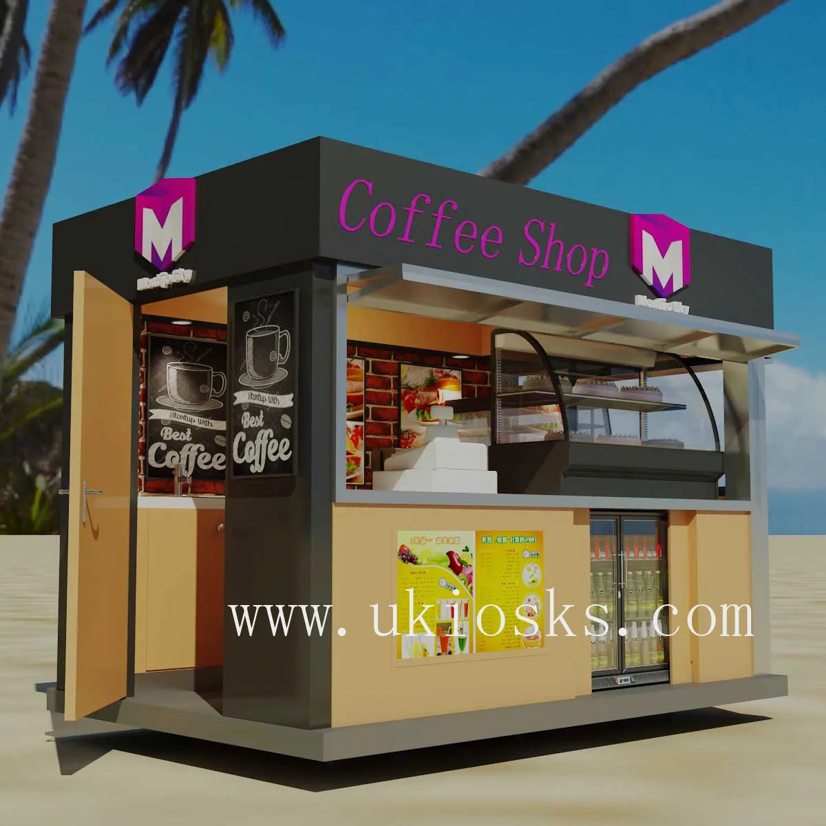 Kiosco móvil de café al aire libre 3m x 2m a la venta, diseño personalizado