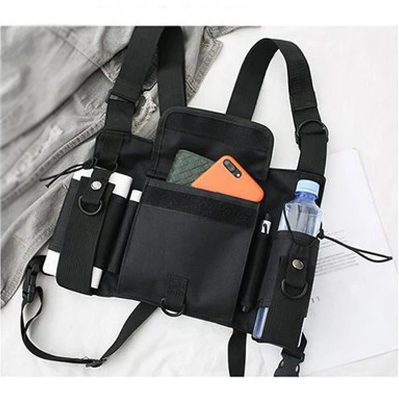 Men Chest Rig Bag Adjustable Waistcoat With Pockets Streetwear Hunting ...