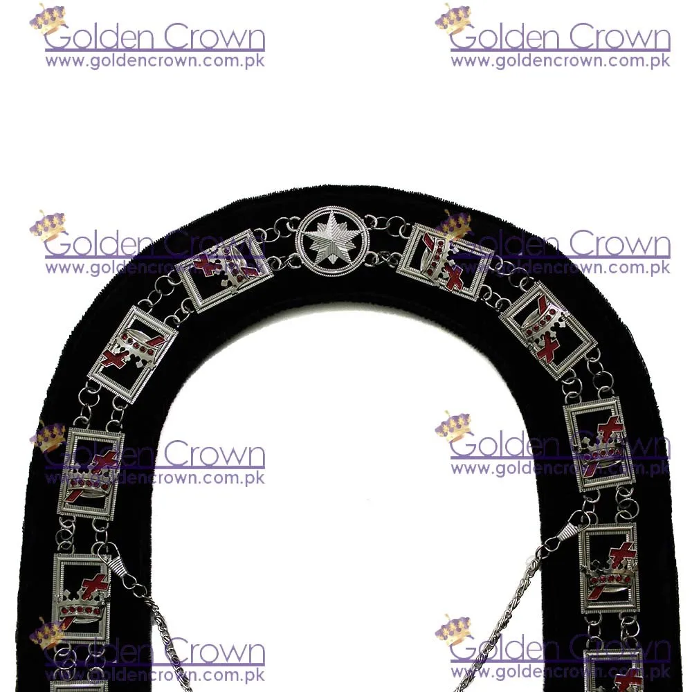 Masonic Knight Templar Chain Collar Silver Jewels on Black Velvet ...